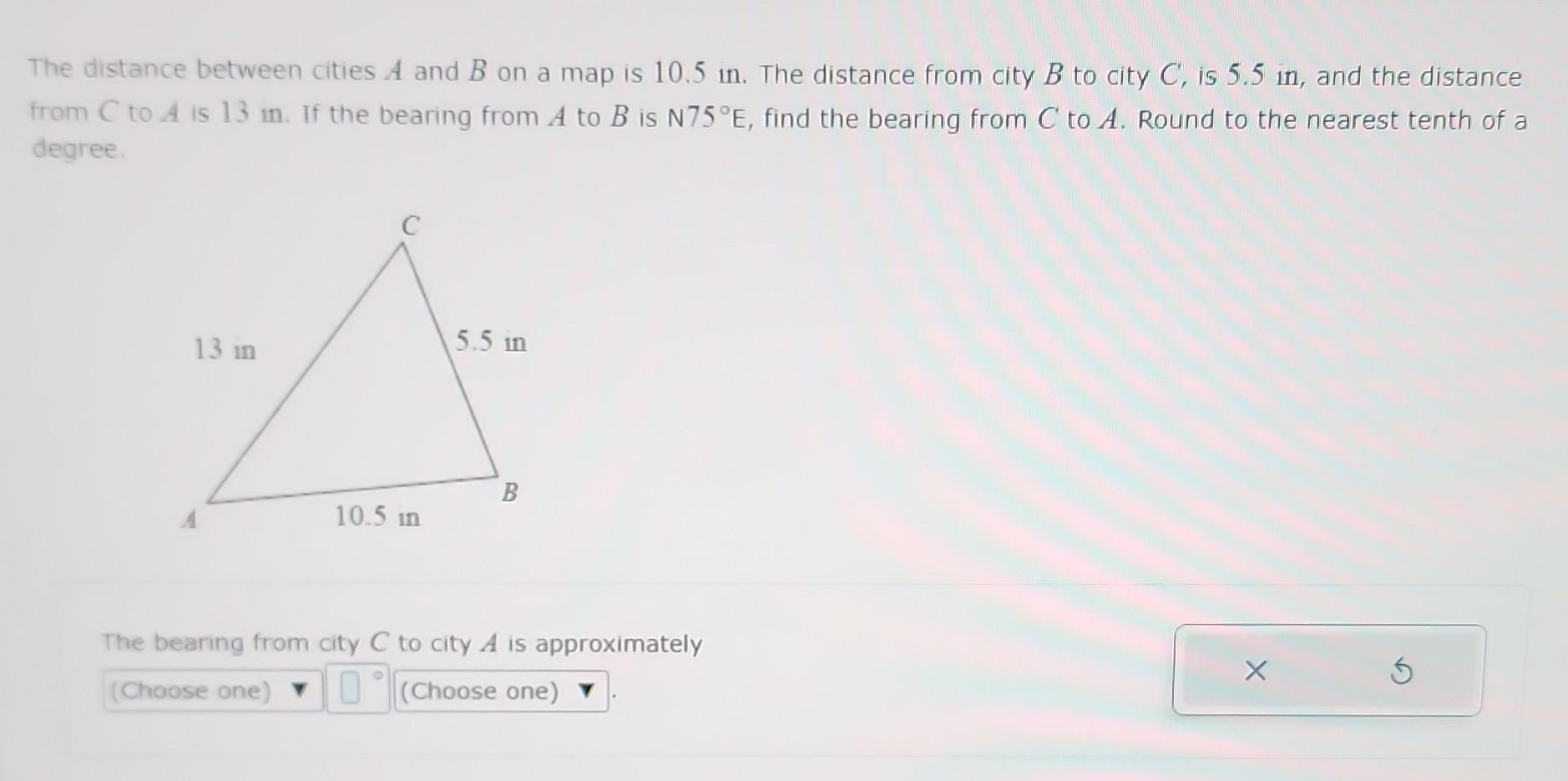 Solved The distance between cities A and B on a map is 10.5 | Chegg.com