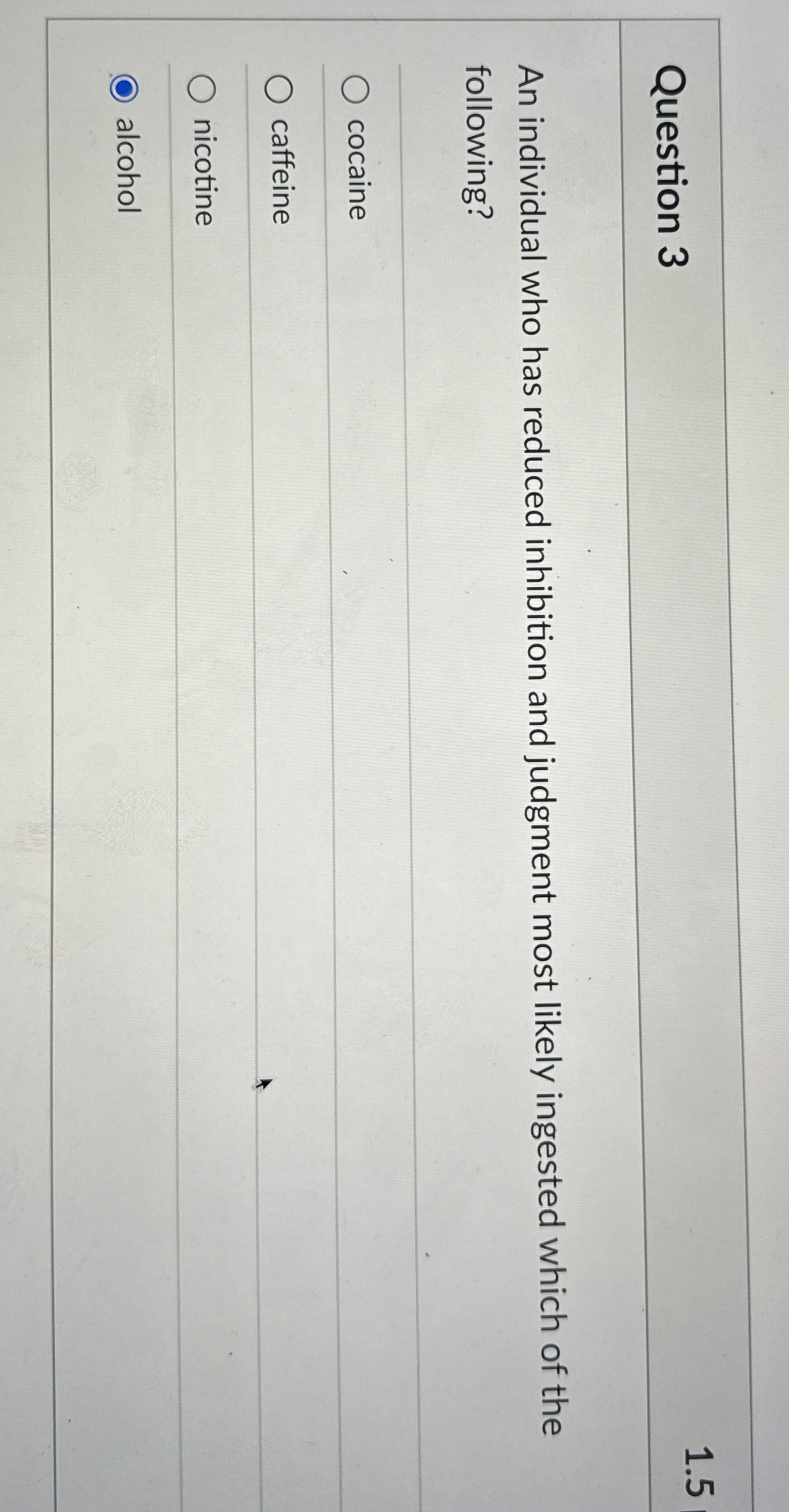 Solved Question 3An individual who has reduced inhibition | Chegg.com
