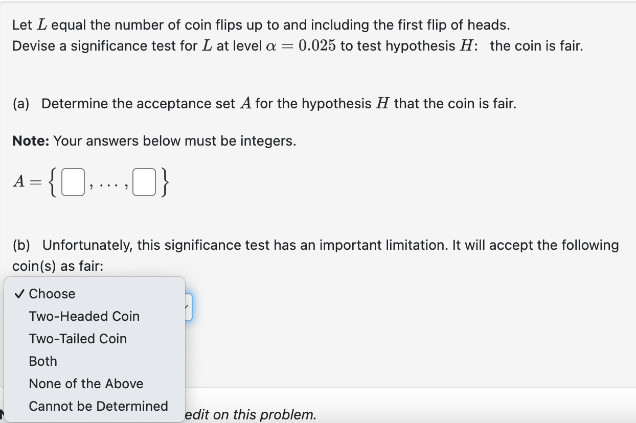 Solved Let L ﻿equal the number of coin flips up to and | Chegg.com