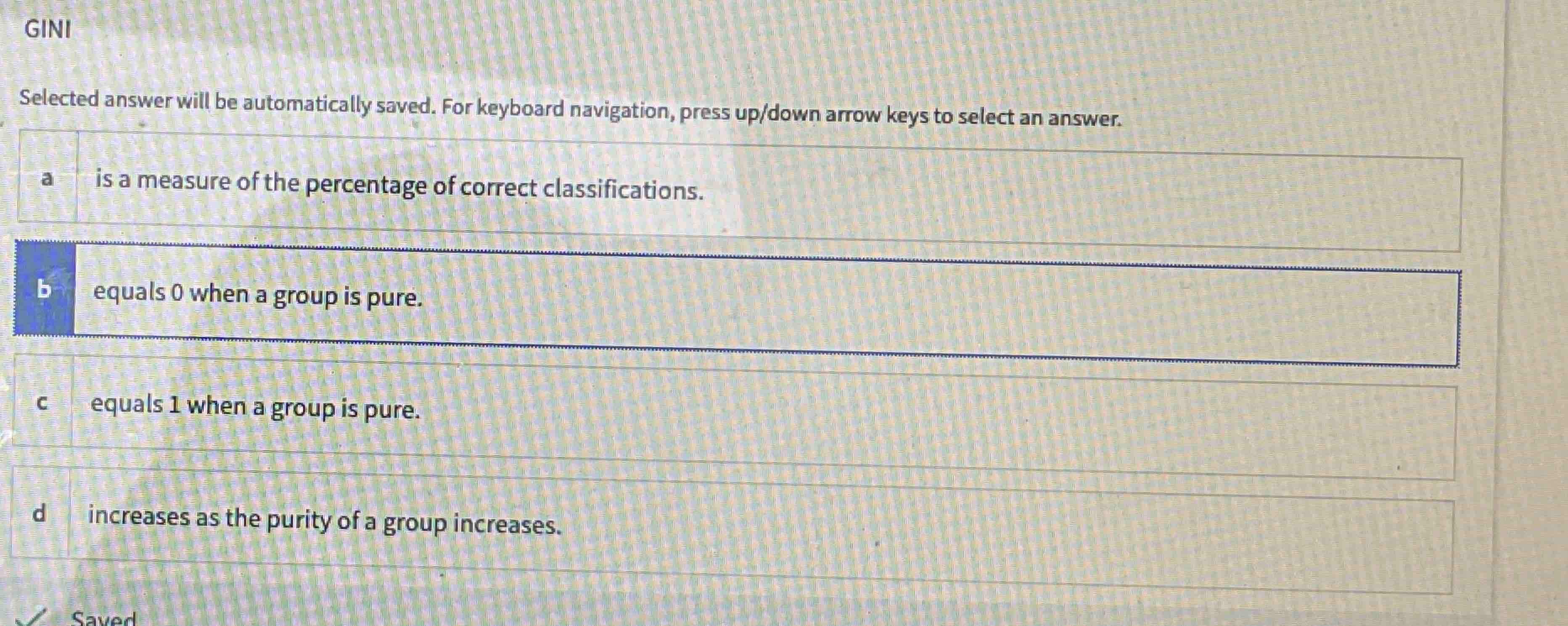 Solved GINISelected answer will be automatically saved. For | Chegg.com