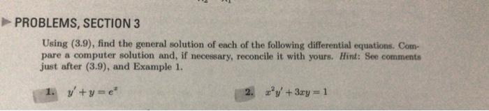 Solved PROBLEMS, SECTION 3 Using (3.9), find the general | Chegg.com