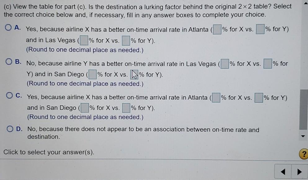 Solved The data available below compare the on-time arrival | Chegg.com