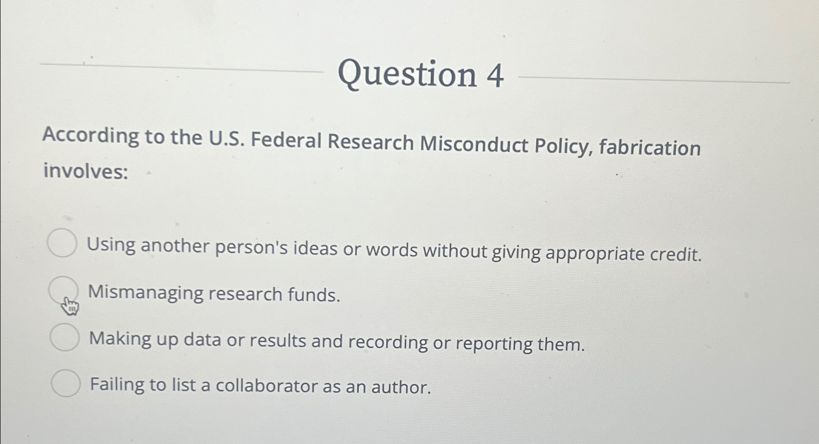 Solved Question 4According to the U.S. ﻿Federal Research | Chegg.com