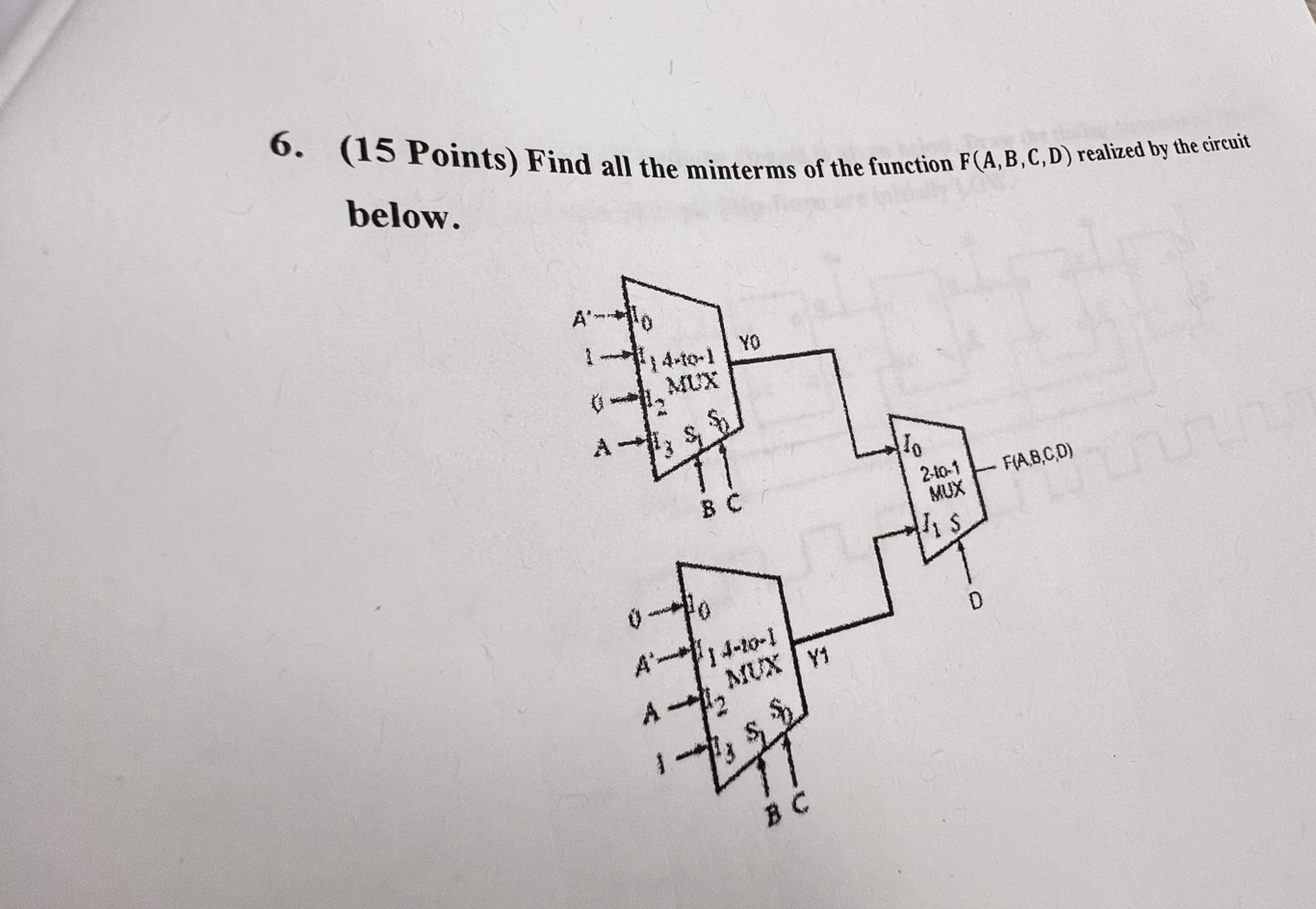 Solved (15 ﻿Points) ﻿Find all the minterms of the function | Chegg.com