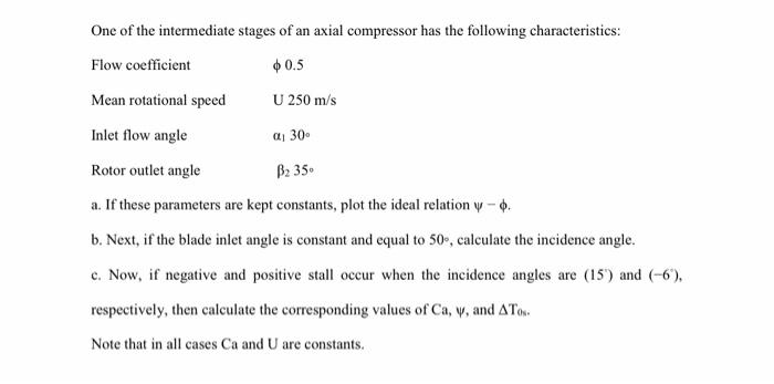 Solved One of the intermediate stages of an axial compressor | Chegg.com