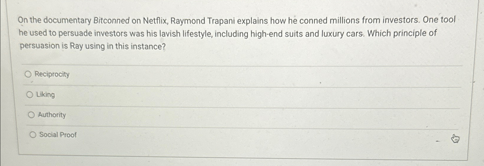 Solved On the documentary Bitconned on Netflix, Raymond | Chegg.com
