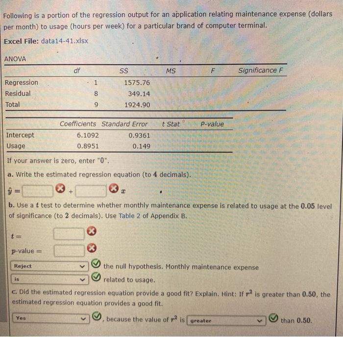 Solved Following is a portion of the regression output for | Chegg.com