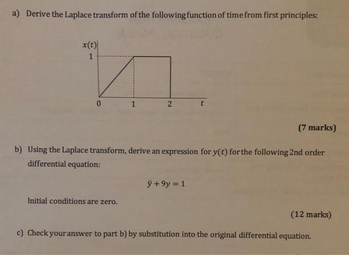 Solved a) Derive the Laplace transform of the following | Chegg.com