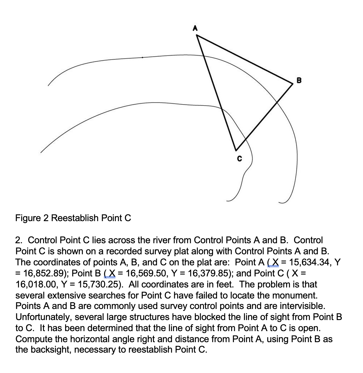 Figure 2 ﻿Reestablish Point CControl Point C ﻿lies | Chegg.com