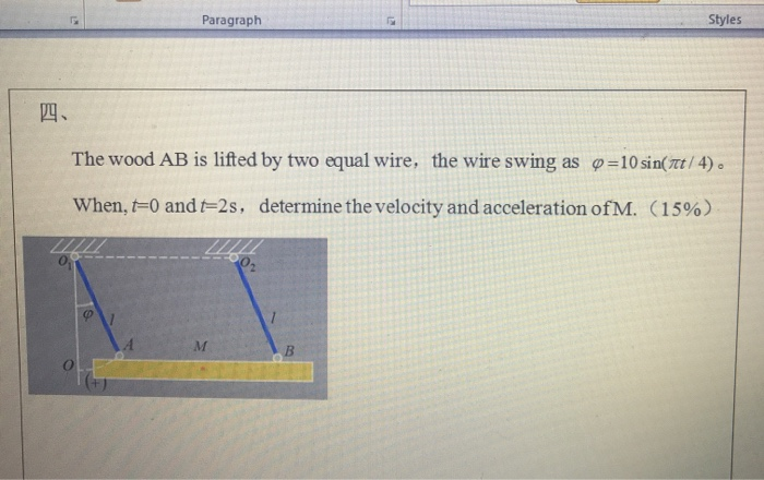 Solved Paragraph Styles 24 The wood AB is lifted by two | Chegg.com