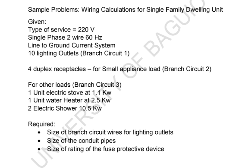 Solved Sample Problems: Wiring Calculations for Single | Chegg.com