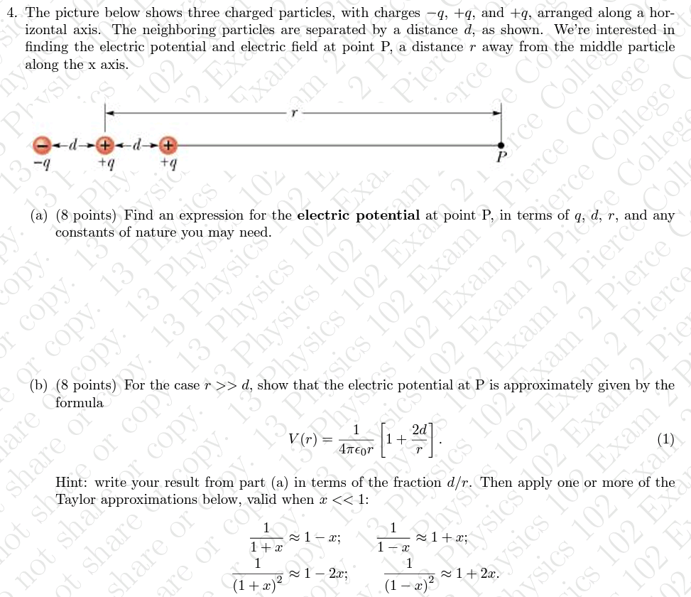 Solved 1. The picture below shows three charged particles, | Chegg.com