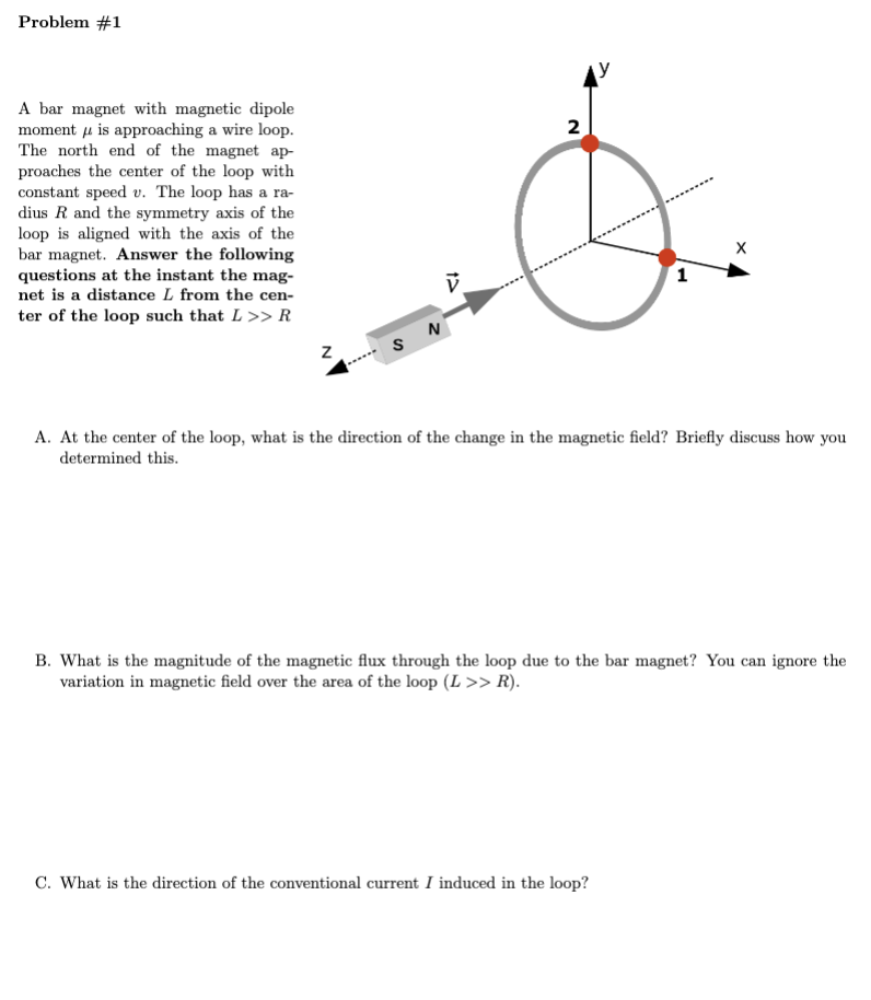 Solved Problem #1 ﻿A bar magnet with magnetic dipole moment | Chegg.com