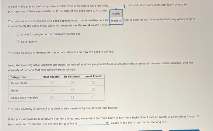 Solved 6. Determinants of the price elasticity of demand | Chegg.com