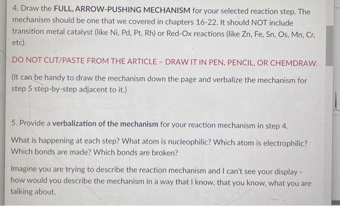 Solved 4. Draw the FULL, ARROW-PUSHING MECHANISM for your | Chegg.com