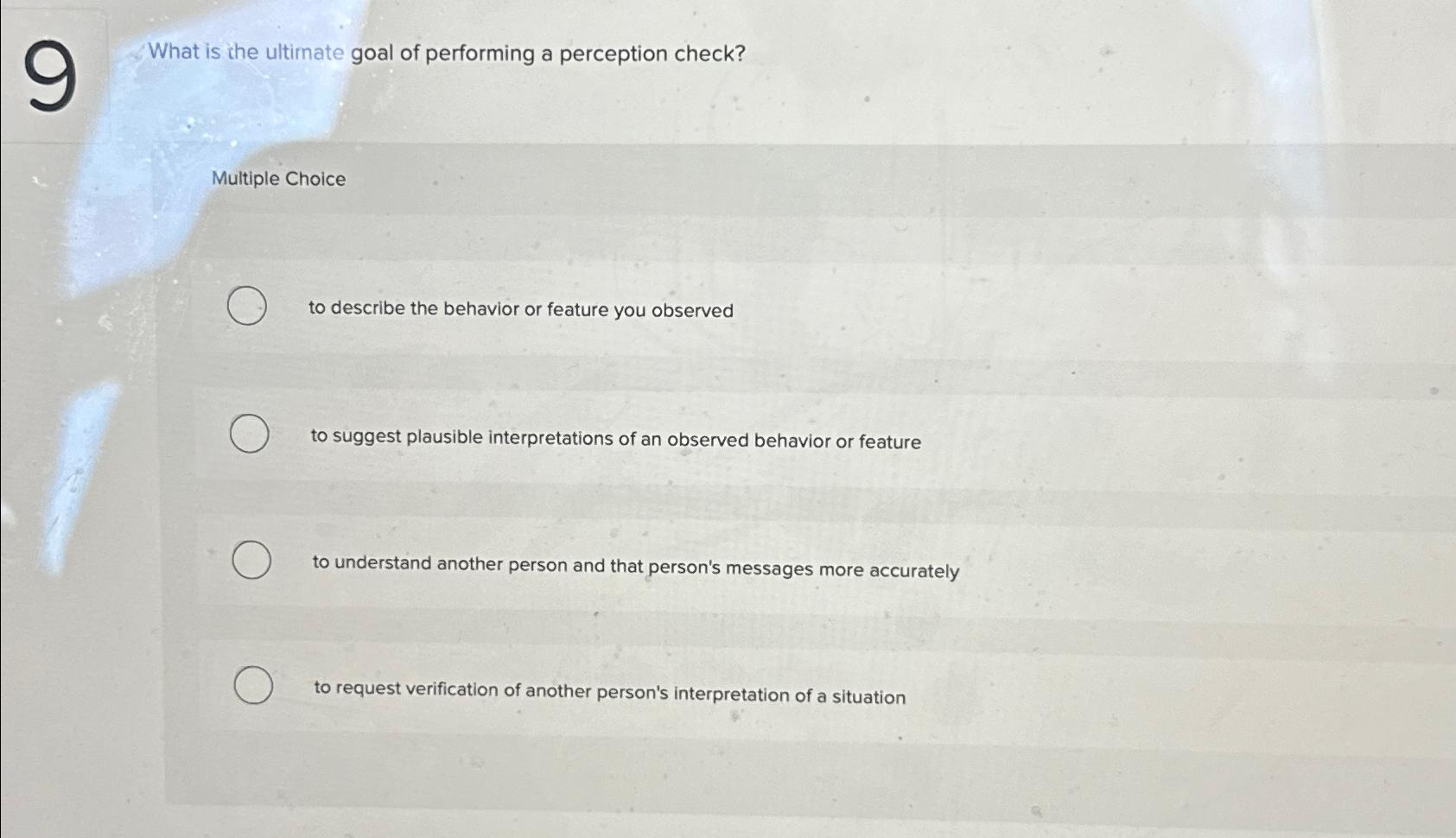 Solved What is the ultimate goal of performing a perception | Chegg.com