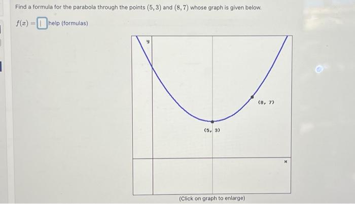 Solved Find a formula for the parabola through the points | Chegg.com