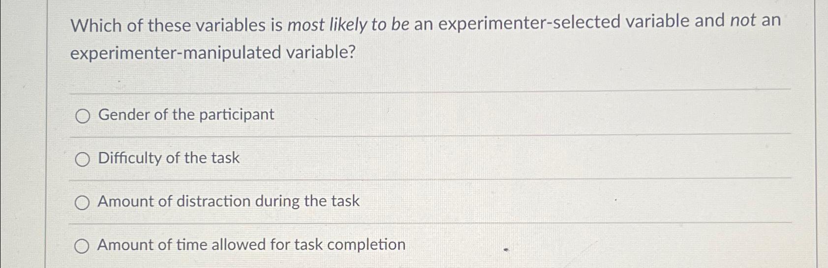 Solved Which of these variables is most likely to be an | Chegg.com
