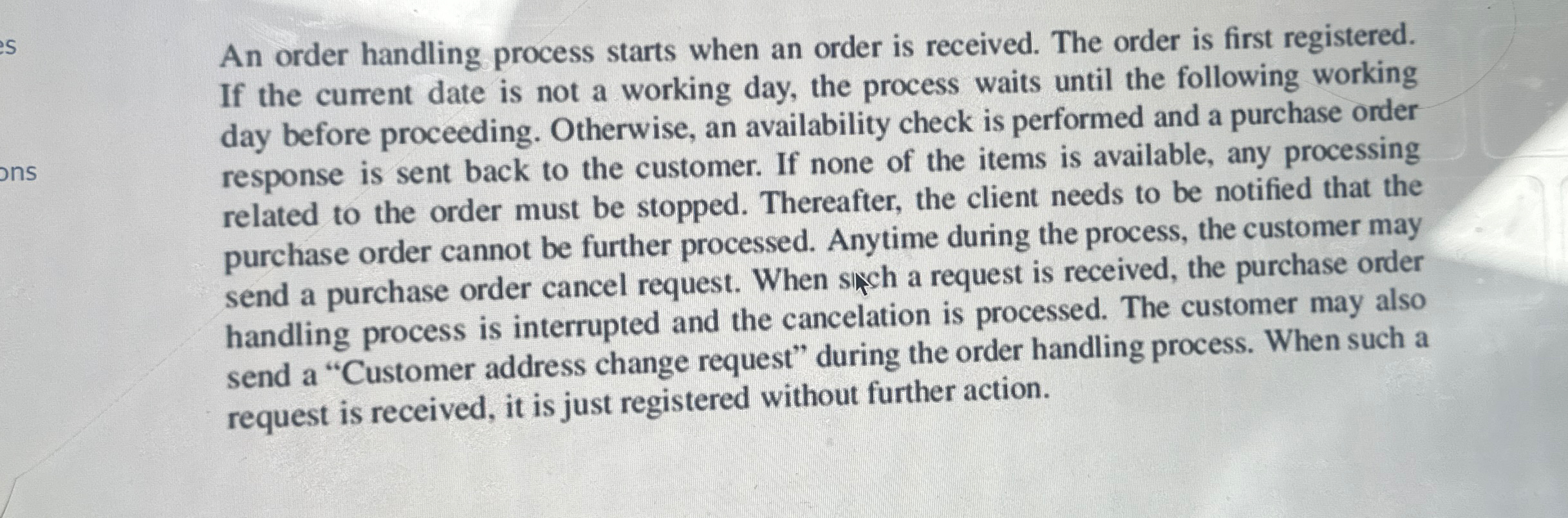 Solved An order handling process starts when an order is | Chegg.com