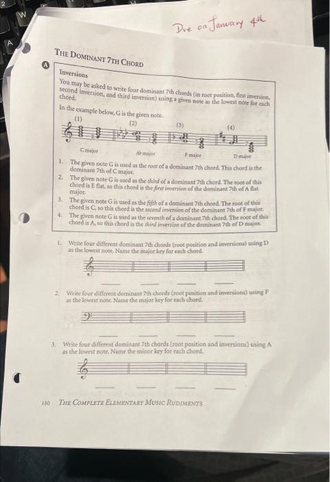 THE DOMINANT 7 TH CHORD 4. Add accidentals to the | Chegg.com