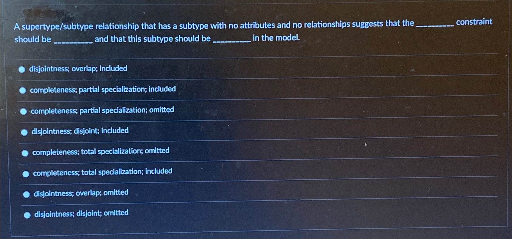 Solved A supertype/subtype relationship that has a subtype | Chegg.com