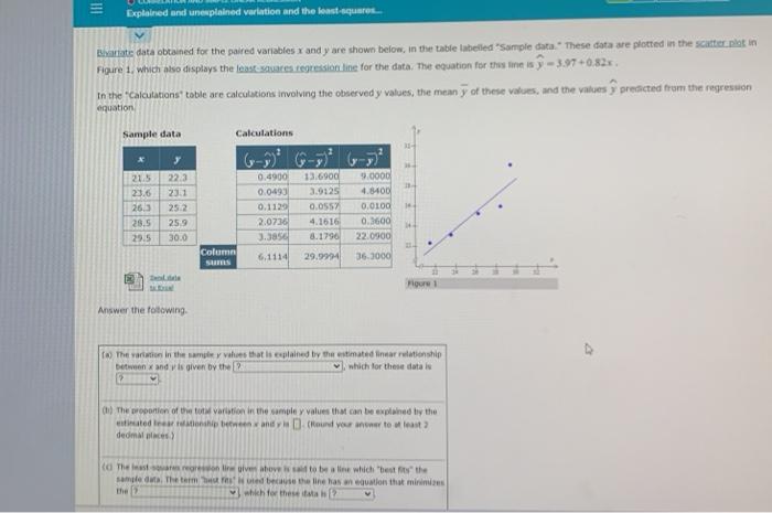Solved III Explained and unexplained variation and the least | Chegg.com