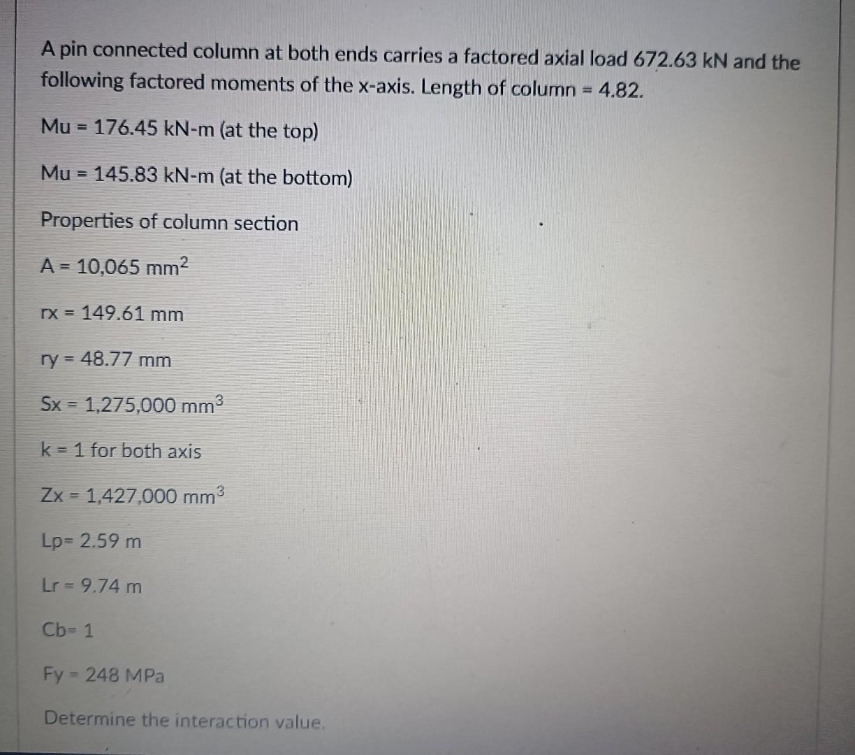 Solved A pin connected column at both ends carries a | Chegg.com