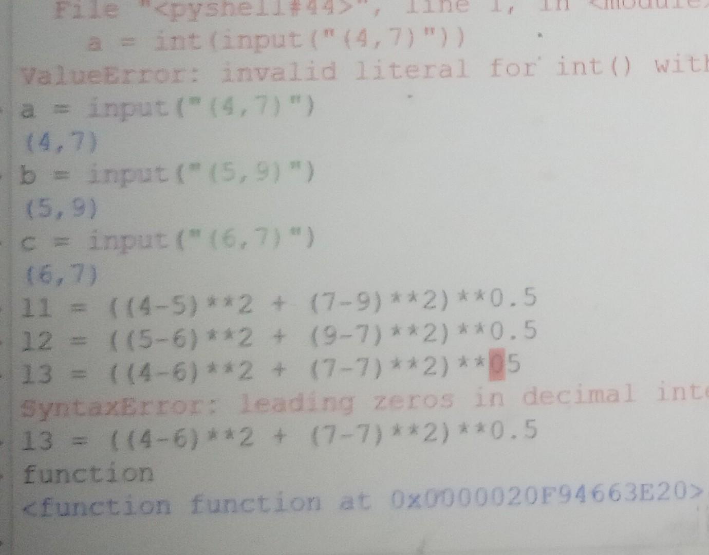 Solved a SyntaxError: invalid syntax #Python programme for | Chegg.com