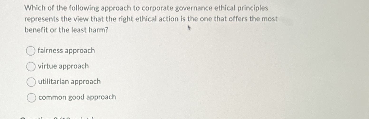 Solved Which of the following approach to corporate | Chegg.com