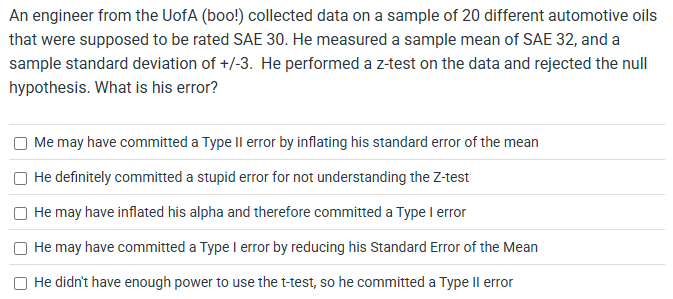 Solved An engineer from the UofA (boo!) ﻿collected data on a | Chegg.com