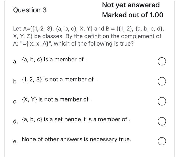 Solved Question 2 Marked out of 1. Let A,B,C and D be | Chegg.com