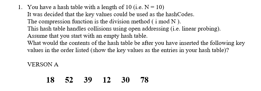 Solved You have a hash table with a length of | Chegg.com