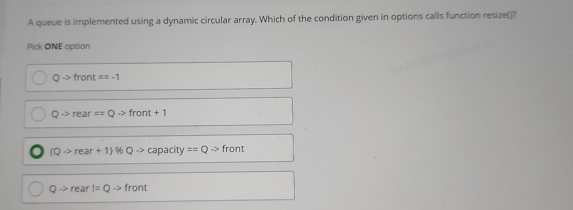 Solved A queue is implemented using a dynamic circular | Chegg.com