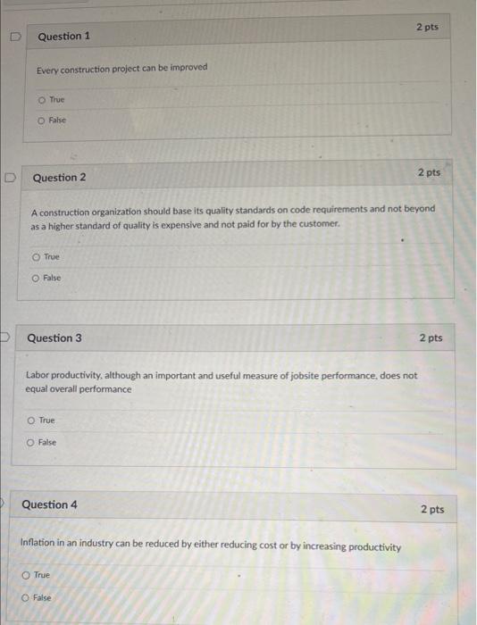 Solved 2 Pts Question 1 Every Construction Project Can Be 6000