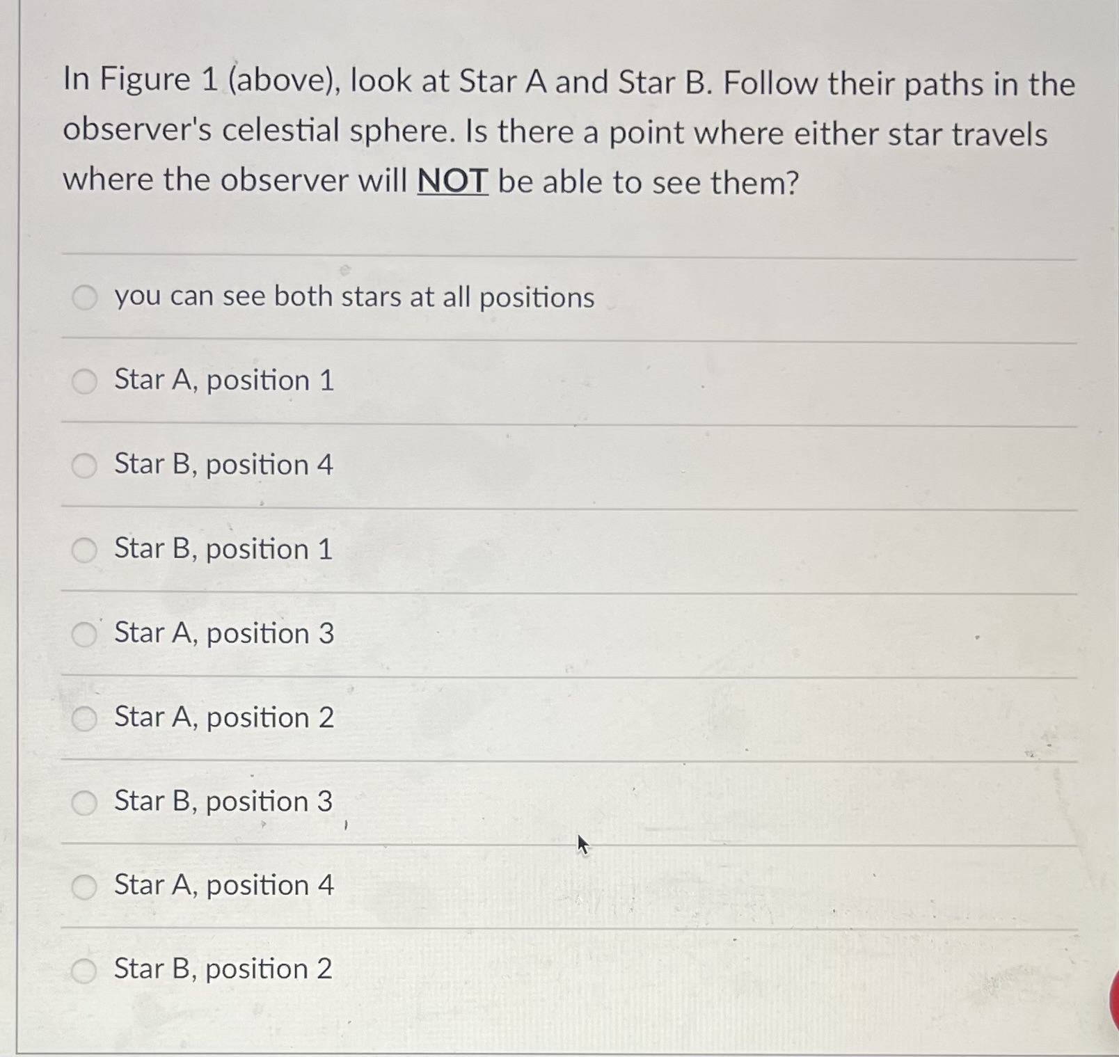 Solved In Figure 1 (above), ﻿look at Star A and Star B. | Chegg.com