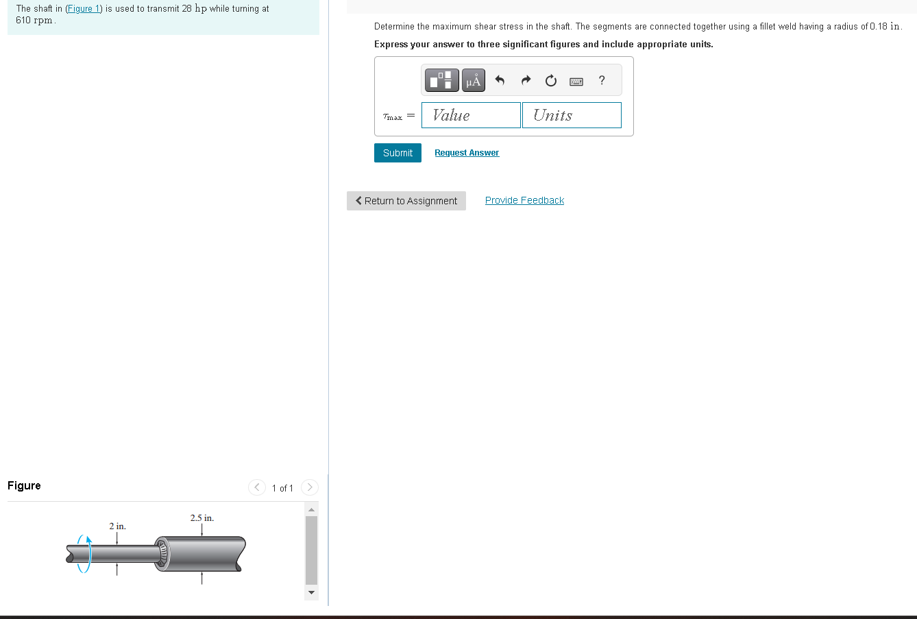 Solved The shaft in (Figure 1) ﻿is used to transmit 28hp | Chegg.com