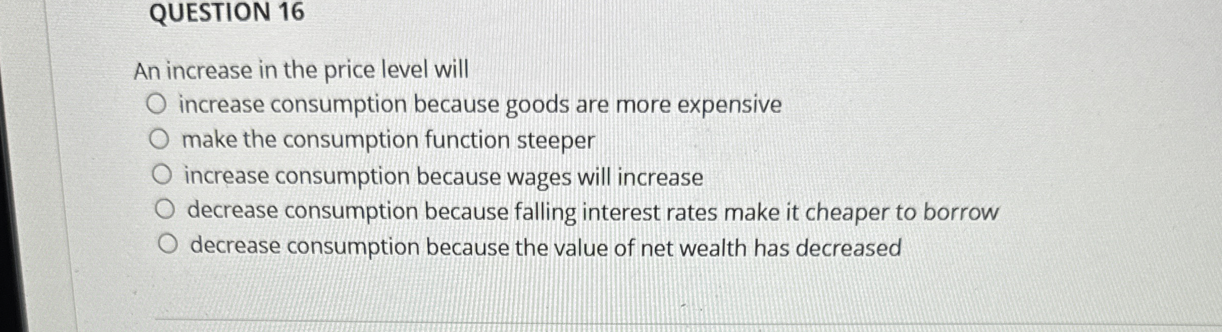 Solved QUESTION 16An increase in the price level | Chegg.com