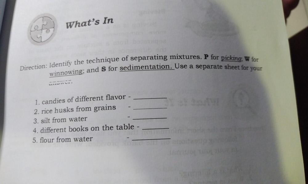 Solved Direction: Identify the technique of separating | Chegg.com