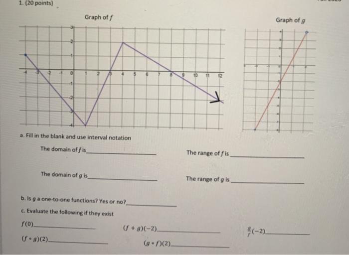 Solved 1. (20 points) Graph off Graph of g + -1 0 le 1 N a. | Chegg.com