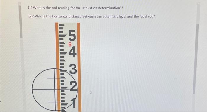 Solved (1) What is the rod reading for the "elevation | Chegg.com