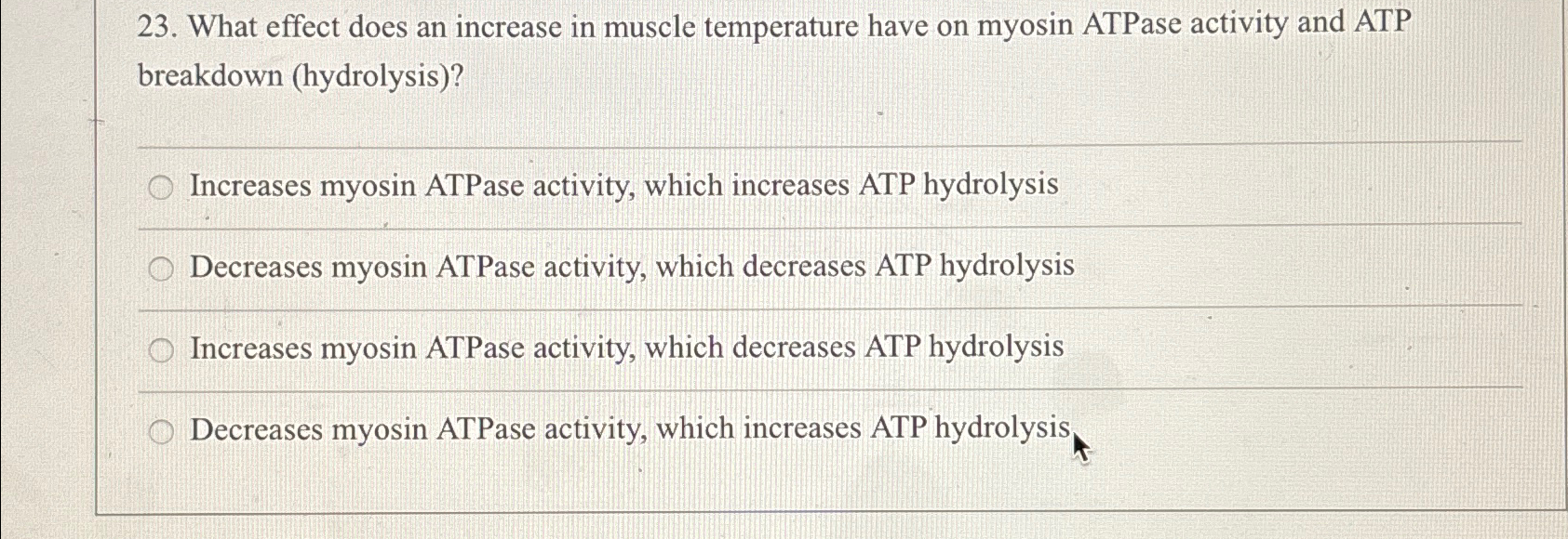 Solved What effect does an increase in muscle temperature | Chegg.com