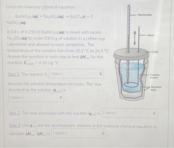 Solved Given the balanced chemical equation: Ba(NO3)2(aq) + | Chegg.com