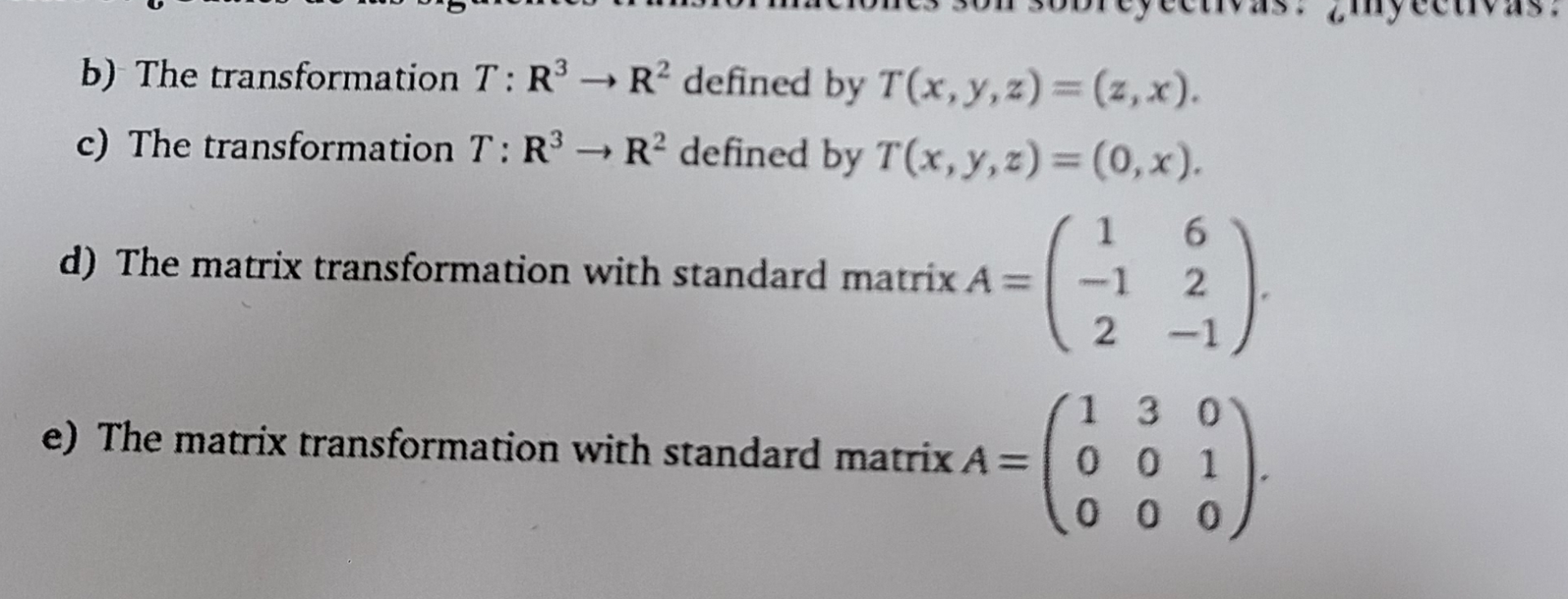 b) ﻿The transformation T:R3→R2 ﻿defined by | Chegg.com