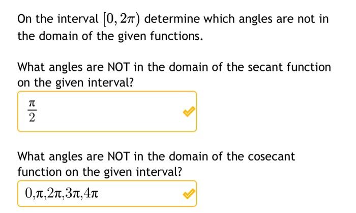 On the interval [0,2π) determine which angles are not | Chegg.com