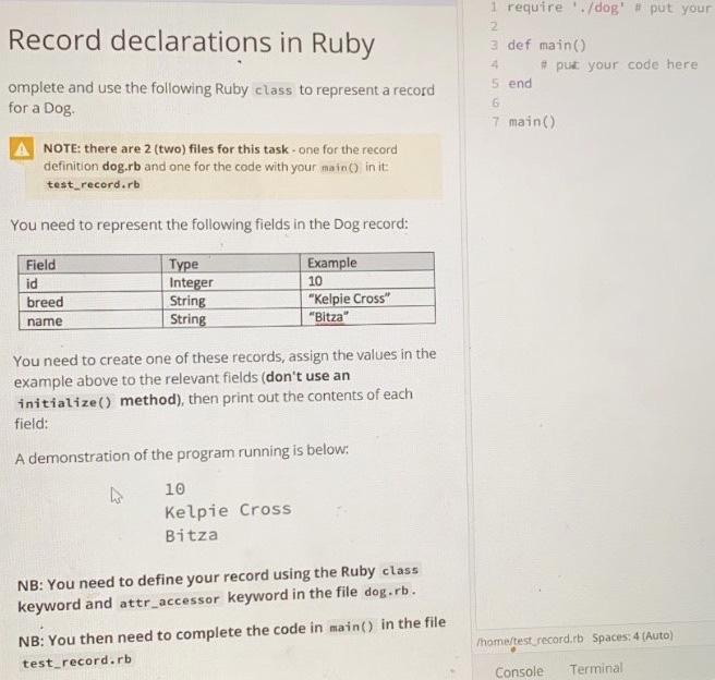 Solved What About This Question In Ruby What Would Be The Chegg