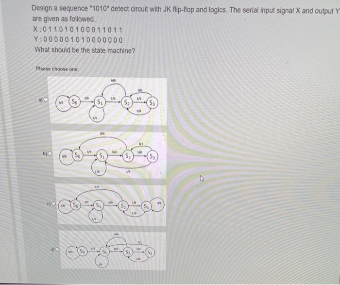 Design a sequence "1010" detect circuit with JK | Chegg.com