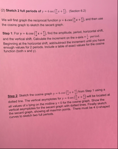 Solved Sketch 2(2) ﻿Sketch 2 ﻿full periods of | Chegg.com