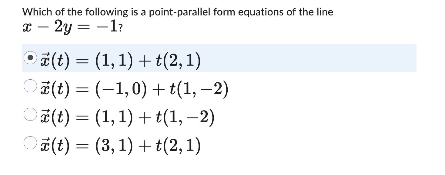 Solved which of the following is a point-parallel form | Chegg.com