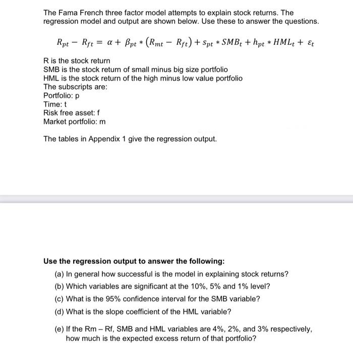 Solved The Fama French three factor model attempts to | Chegg.com