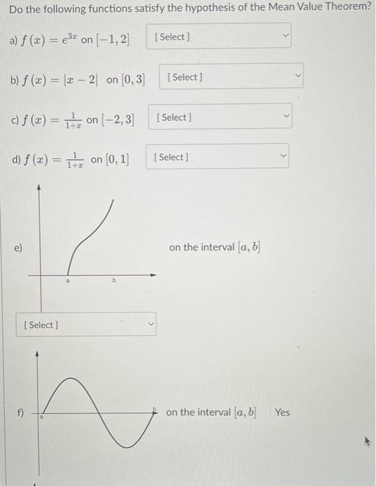 Solved Do the following functions satisfy the hypothesis of | Chegg.com
